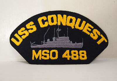 USS Conquest MSO 488 with ship design patch patches USN US USA Military ...