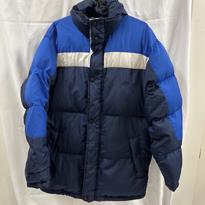 K2 Down Feather Puffer Ski Snow Coat Jacket Blue Hide Away Hood Men’s M ...