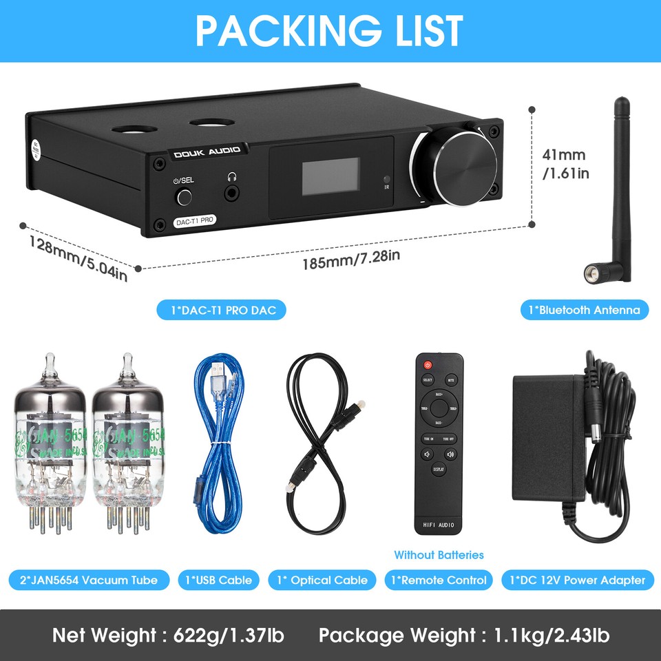 HiFi Tube Stereo Preamp USB DAC Bluetooth Receiver S/PDIF D/A Audio ...