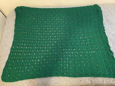 Vintage handmade Hunter Green Crochet Throw size 46" x 41" | eBay