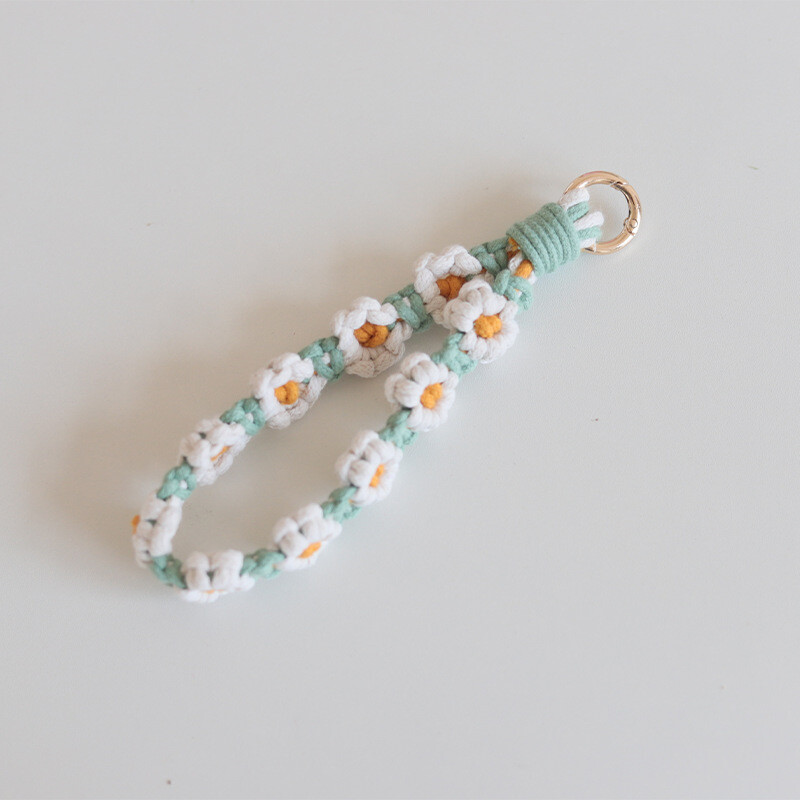 Boho Macrame Flower Keychain Wristlet Keychains Wrist Lanyard for Car ...