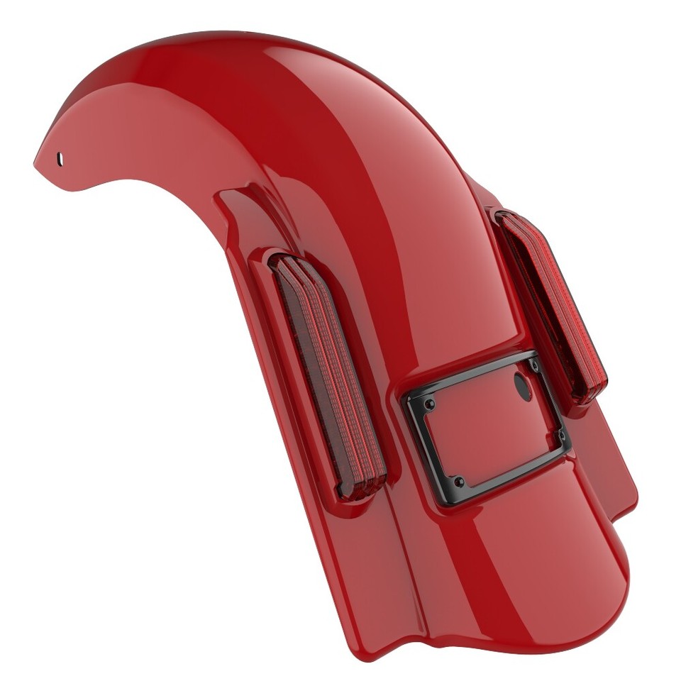 BILLIARD RED Dual Uncut Dominator Extended Stretched Rear Fender Fits ...