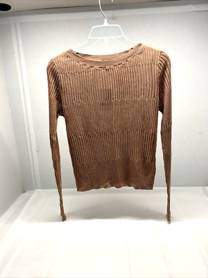 Forever 21 Light Brown Round Neck Small Ribbed Stretchy Sweater Size M ...