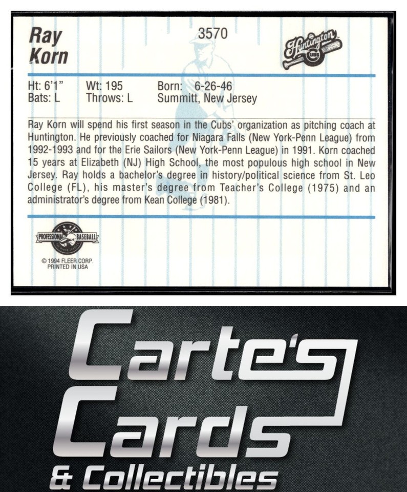 Ray Korn 1994 Fleer ProCards #3570 Huntington Cubs PC | eBay