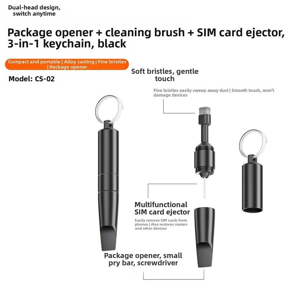 Handy SIM Card Ejector with Cleaning Brush Attached to Keychain for ...
