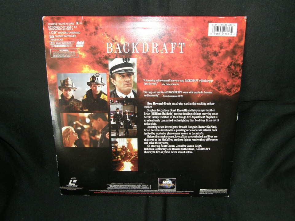 BACKDRAFT 1991 MCA UNIVERAL DOUBLE DISC SET / ROBERT DE NIRO, KURT ...