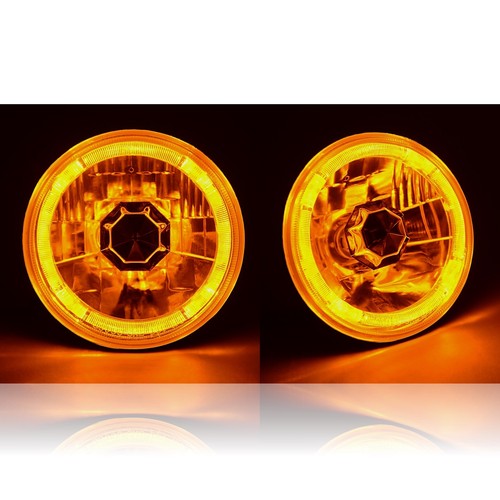 5-3/4" Amber LED Halo Halogen Light Bulb Headlight Angel Eye Crystal ...