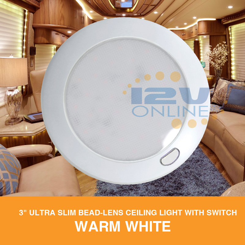 12v 3 LED Dome Ceiling Light RV Caravan Trailer Auto Boat Cabinet Lamp ...