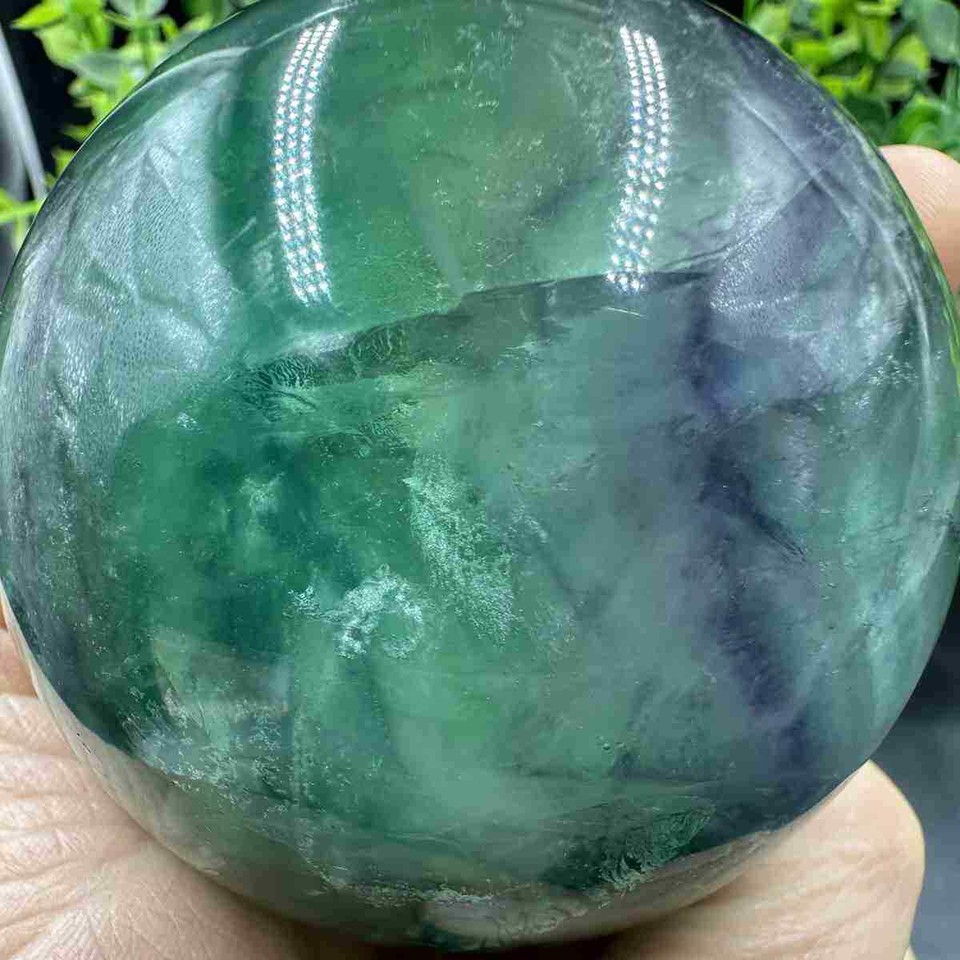 555g Natural Feather Fluorite Quartz Sphere Crystal Ball Reiki Healing ...