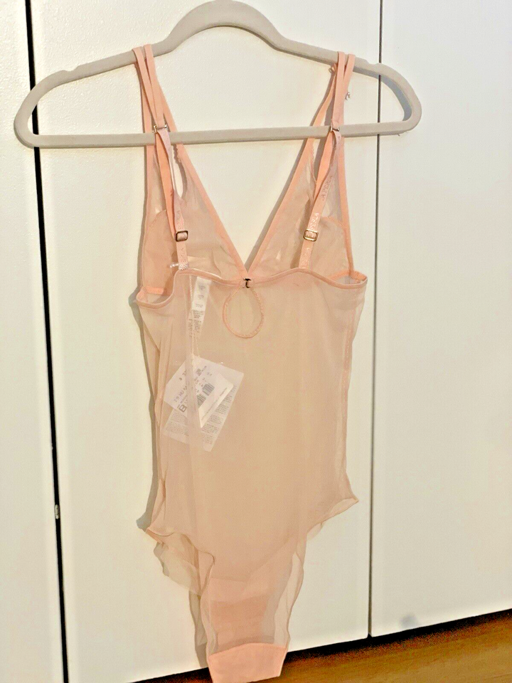 NWT LA PERLA Bodysuit Silk Oriental Suite Lace 36 B Lingerie Italy PInk ...