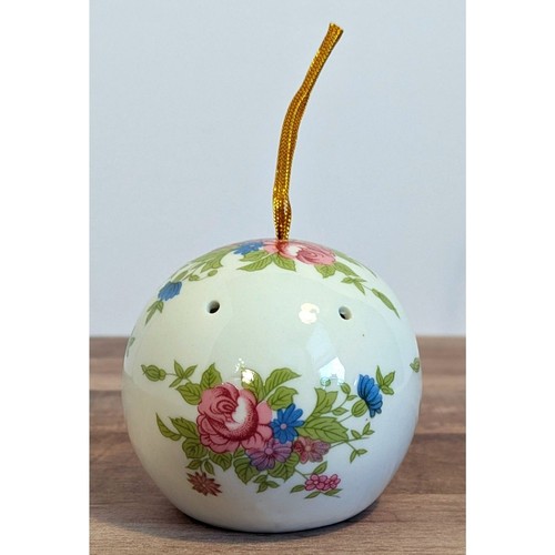 VTG Retro Round Ceramic Scent Ball Diffuser with Pink & Blue Flowers ...