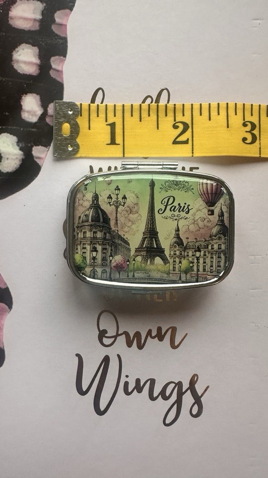 Paris Pill Box 2 Compartment Unique Pill Case For Pocket& Purse Travel ...