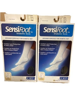 (2) Jobst SensiFoot MEDIUM Black Crew Style Diabetic Sock | eBay