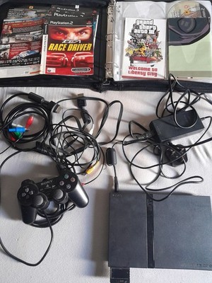 PS2 Slim - Console with controller, memory card, video cables, PSU and ...