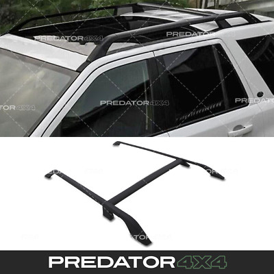 FULL LENGTH BLACK ROOF RACK RAIL CROSS BAR KIT FOR LAND ROVER ...