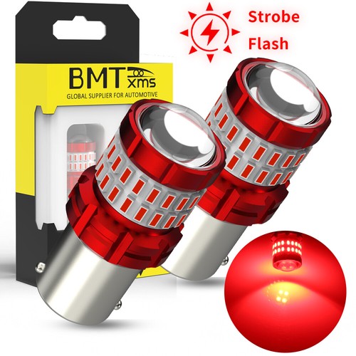 2x 1156 Red LED Strobe Flashing Brake Tail Stop Light Bulbs for ...