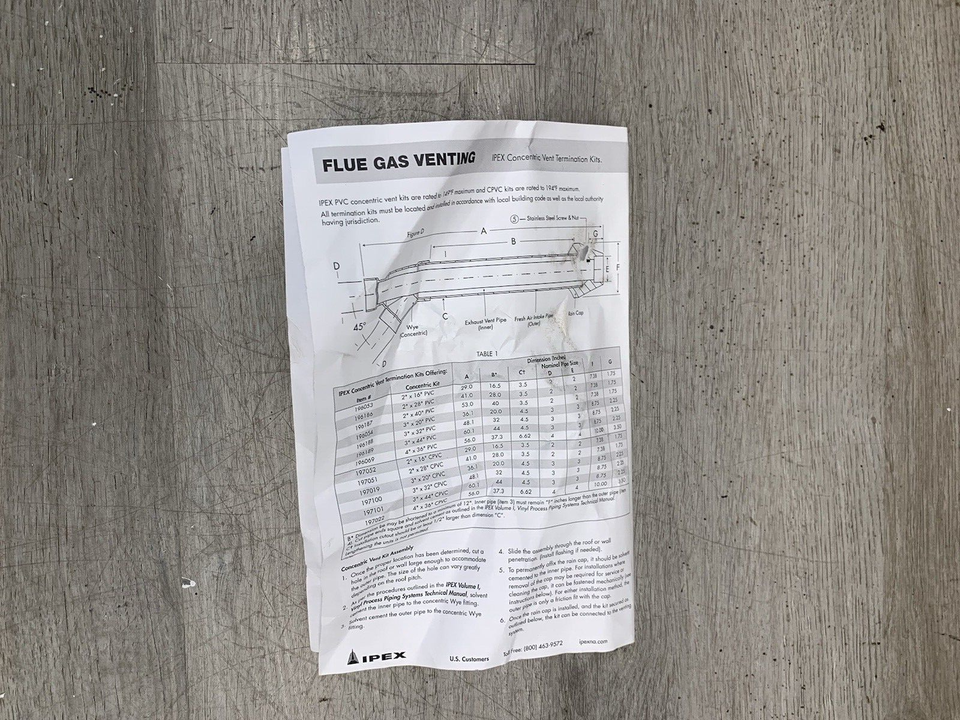 Ipex 196005 2"x16" Concentric Vent Kit (T-23A #6306) | eBay