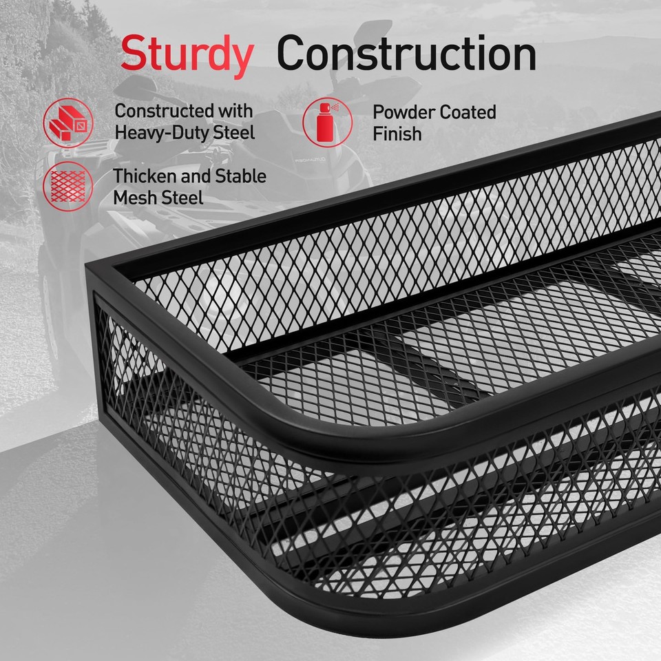 Front Cargo Basket Rack for ATV Universal Steel Heavy Duty 36x17.3 Inch ...