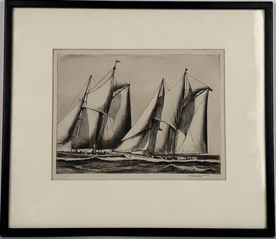 Earl Horter 1880 -1940 , Sailing Yachts at full sail Etching | eBay