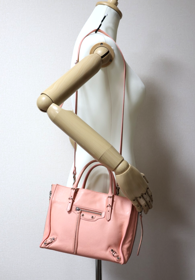 BALENCIAGA Paper-Zip Around Shoulder Bag Handbag 357333 Leather Pink ...