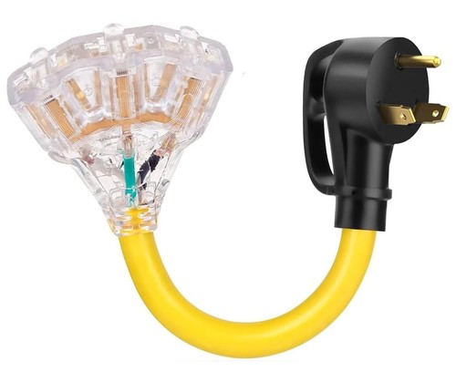 30 Amp to 20 Amp 110 V RV Plug Extension Adapter Cord NEMA TT-30P Male ...