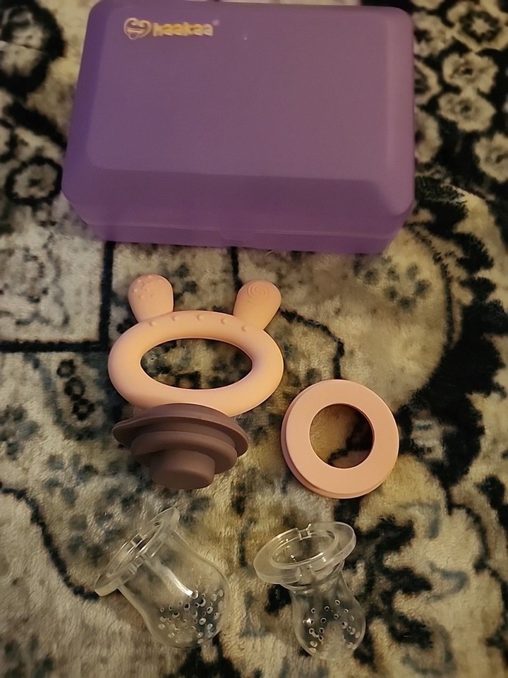 Haakaa Pacifier Pink Teether Purple Case, Baby Infant Plastic Teething ...