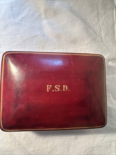 ANTIQUE FLORENCE ITALY CALF SKIN LEATHER TRINKET BOX ENGRAVED GOLD ...