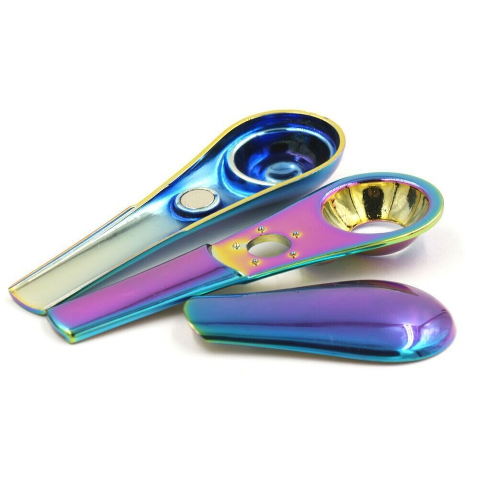 Portable Smoking Pipe Magnetic Metal Spoon Silver With Gift Box for Men ...