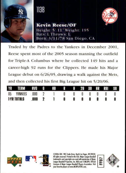 2006 Upper Deck #1138 Kevin Reese (RC) | eBay