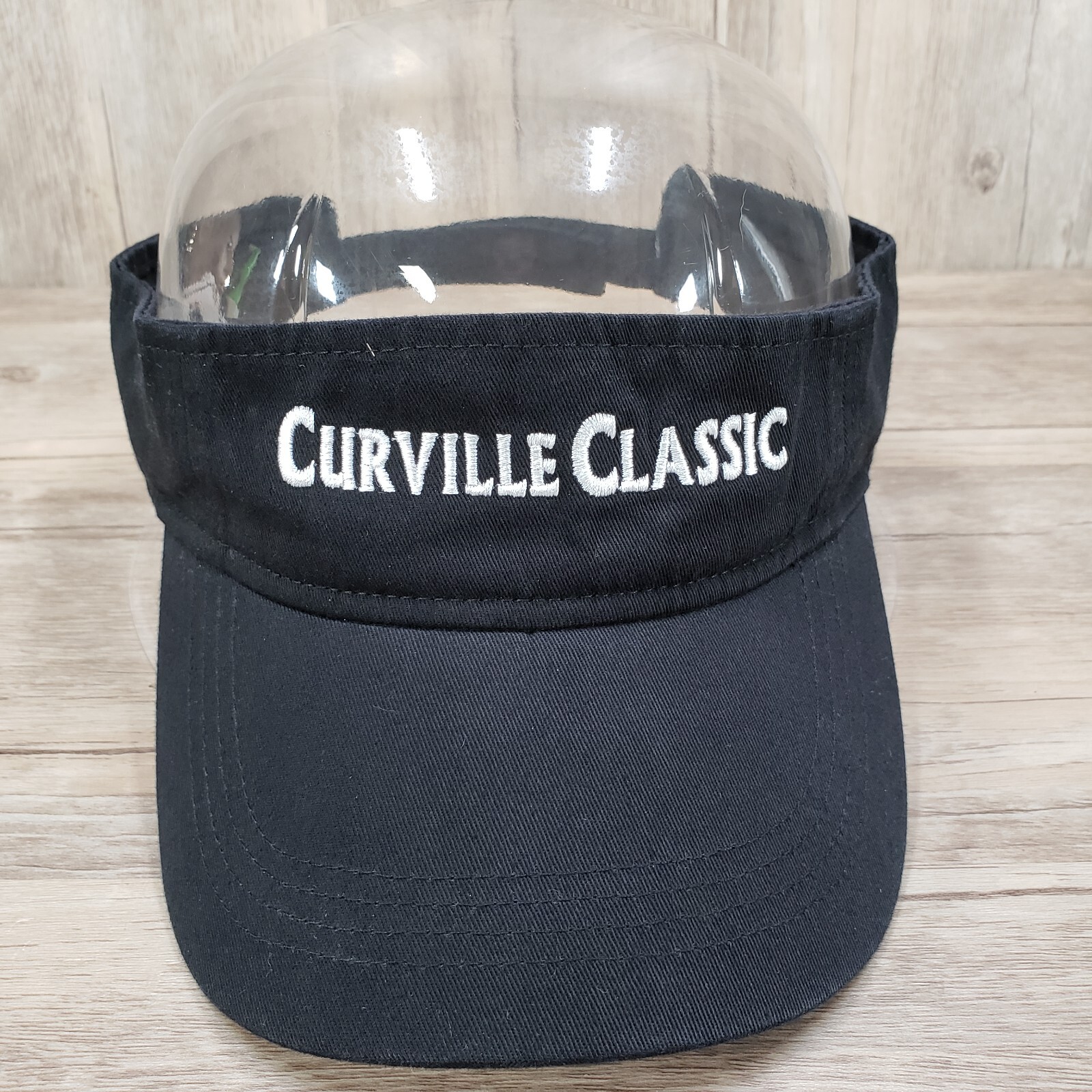 Curville Classic Visor Hat Cap Black Spell Out Anvil Cotton Strap Back ...
