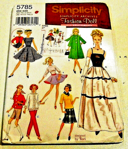 Simplicity Pattern #5785 - 11-1/2" Fashion Barbie Clothes 7 Outfits - NEW | eBay