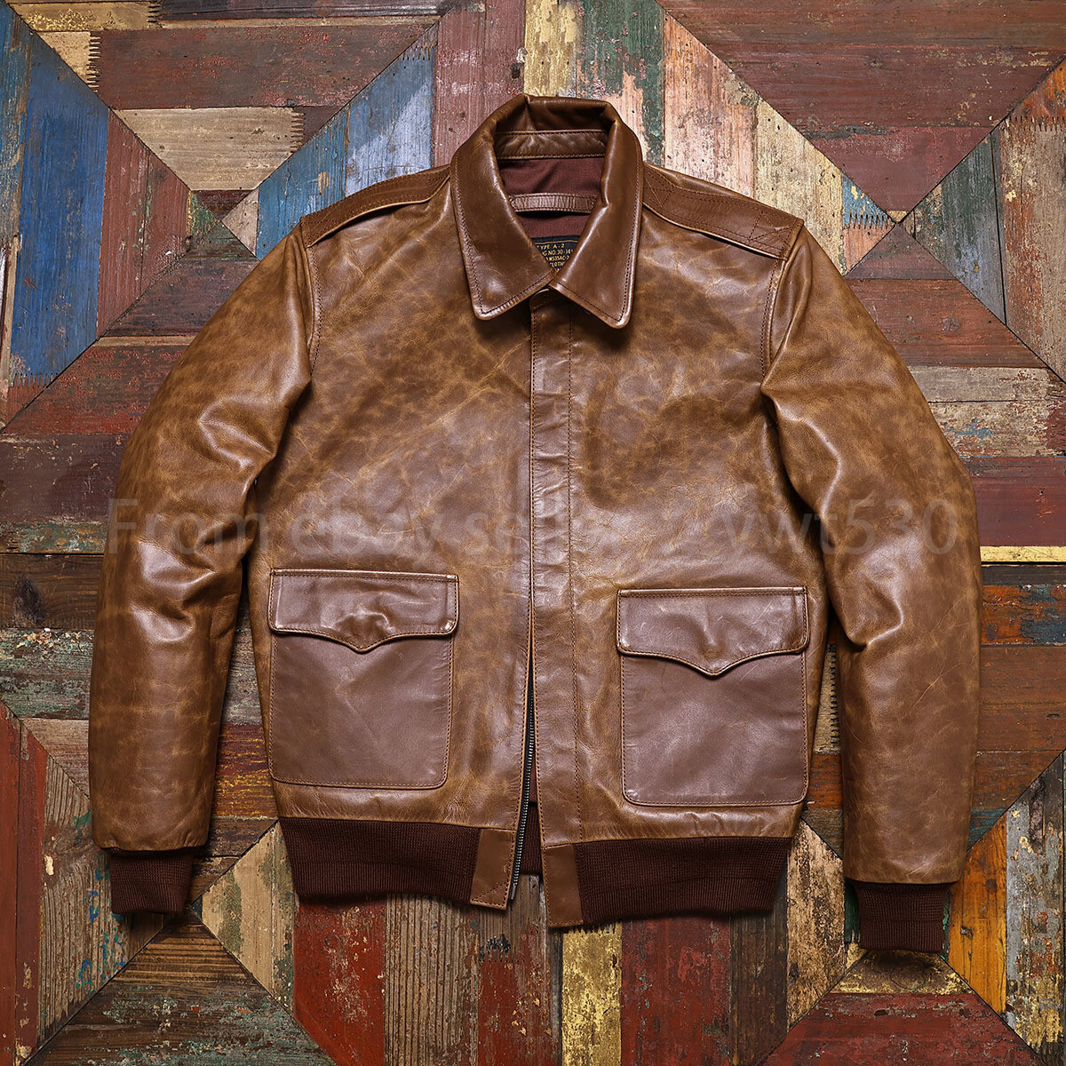 Men's A2 Bomber Full Grain Vegetable Tanned Cowhide Retro Genuine ...