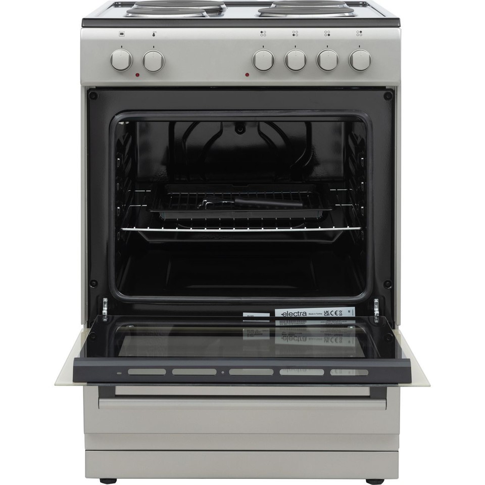 Electra SE60S/2 60cm Free Standing Electric Cooker with Solid Plate Hob ...