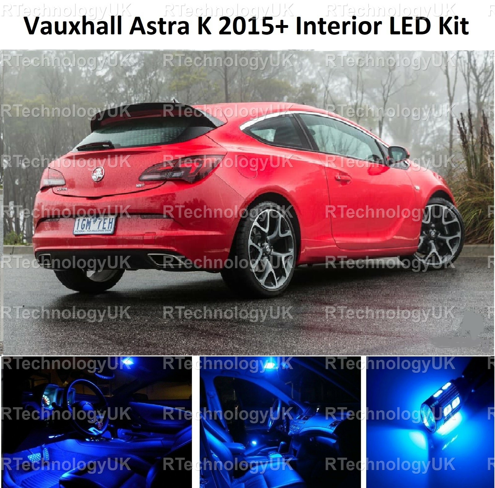 BLUE PREMIUM VAUXHALL ASTRA K 2015+ INTERIOR LED KIT UPGRADE XENON LED ...