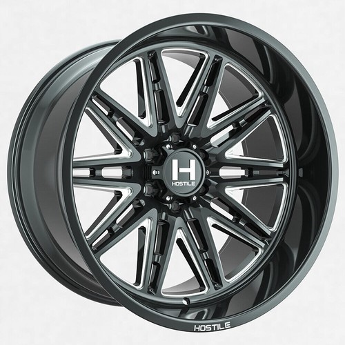 20x12 Hostile H126 Maniac Blade Cut (Gloss Black & Milled) Wheel 5x5 ...