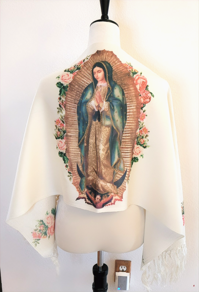 Virgen de Guadalupe Religious Small, Rebozo, shawl, pashmina, scarf ...