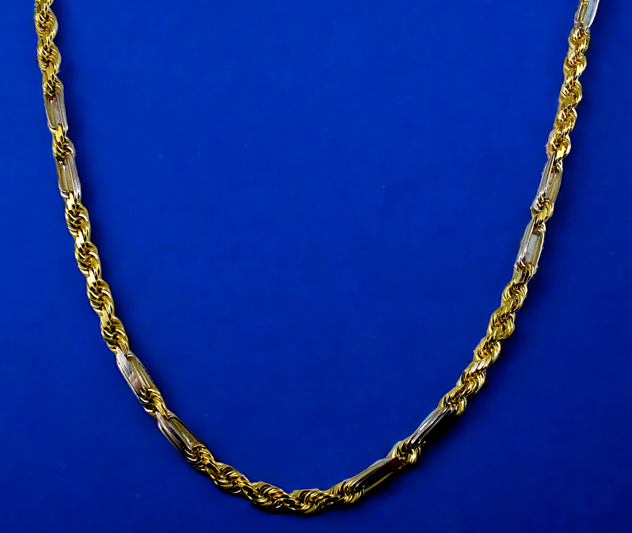 14K Two Tone Gold SOLID Milano Figaro Rope Chain Necklace Diamond Cut ...