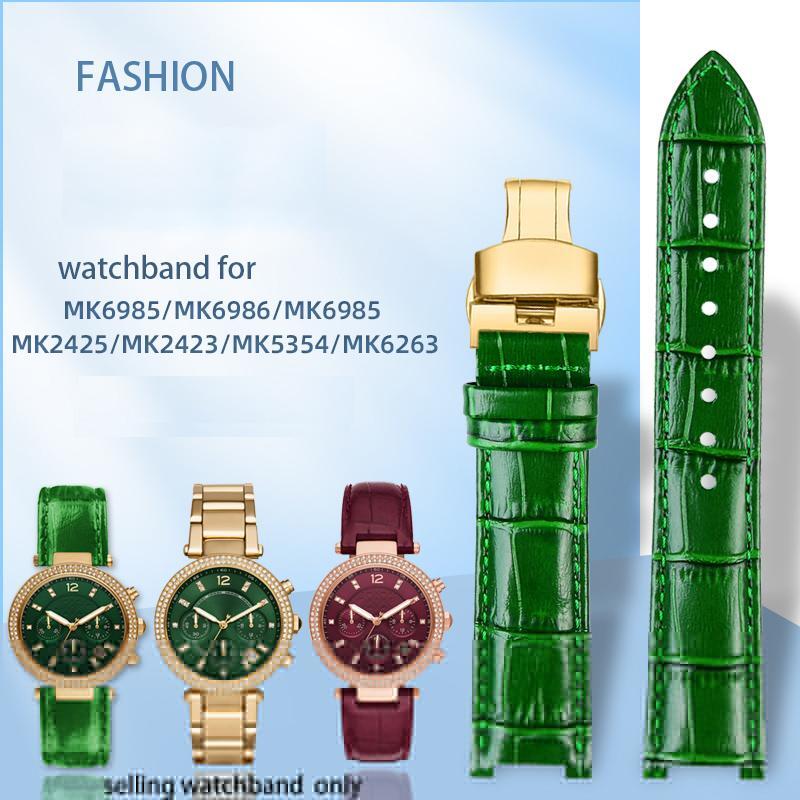 Fashion Notched Cowhide Watch Strap for Michael Kors Watch Mk6985 6986 ...