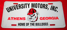 Vintage UNIVERSITY MOTORS Athens Georgia BULLDOGS Metal License Plate ...
