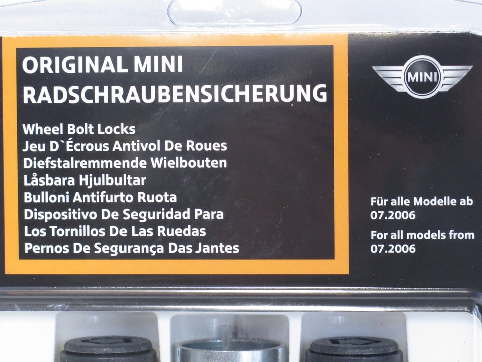 OEM Mini Cooper Set of 4 Wheel Bolt Locks with Coded Key 36132453960 | eBay