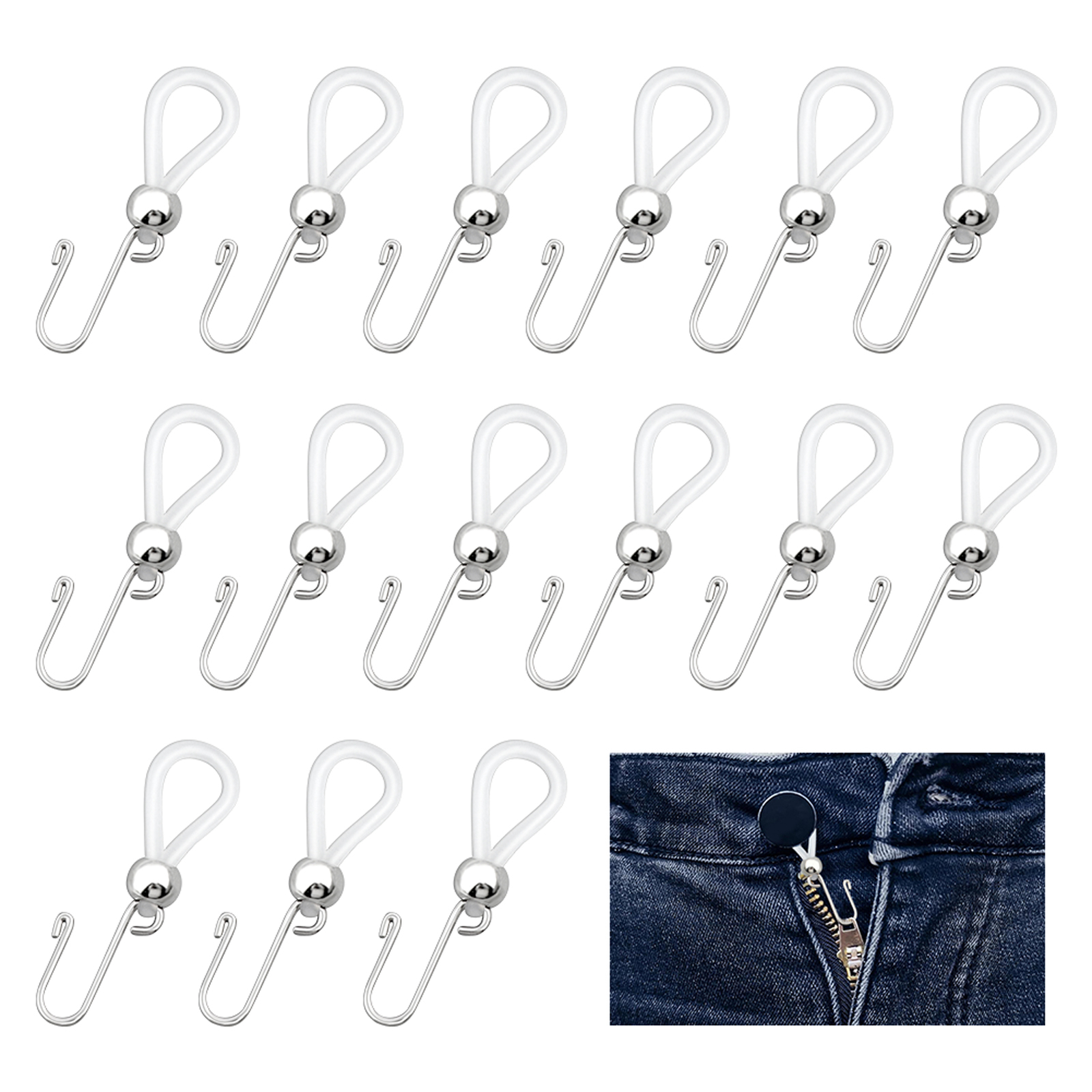 15pcs Invisible For Jeans Button Metal Clasp Reusable Zipper Holder ...