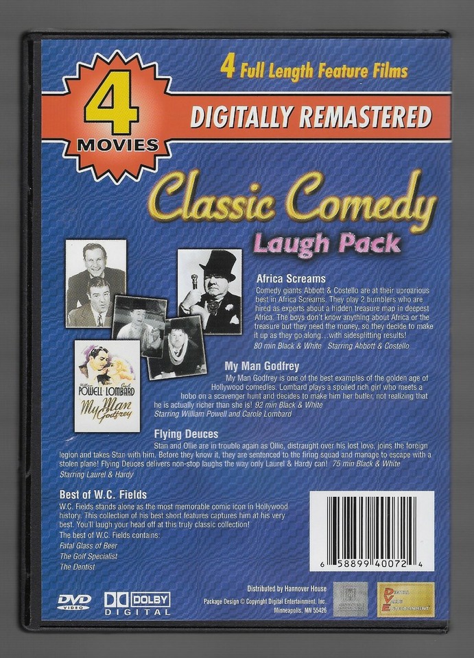 COMEDY MOVIE BOXED SET - ABBOTT'COSTELLO, LAUREL/HARDY/ W.C. FIELDS ...