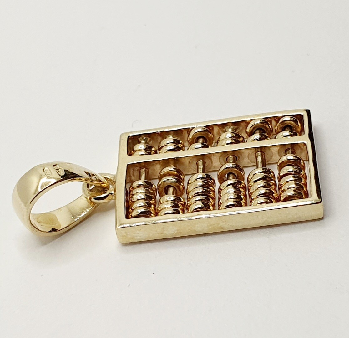 Big 9ct Abacus Moving Solid Yellow Gold Hallmarked Pendant Square Shape ...