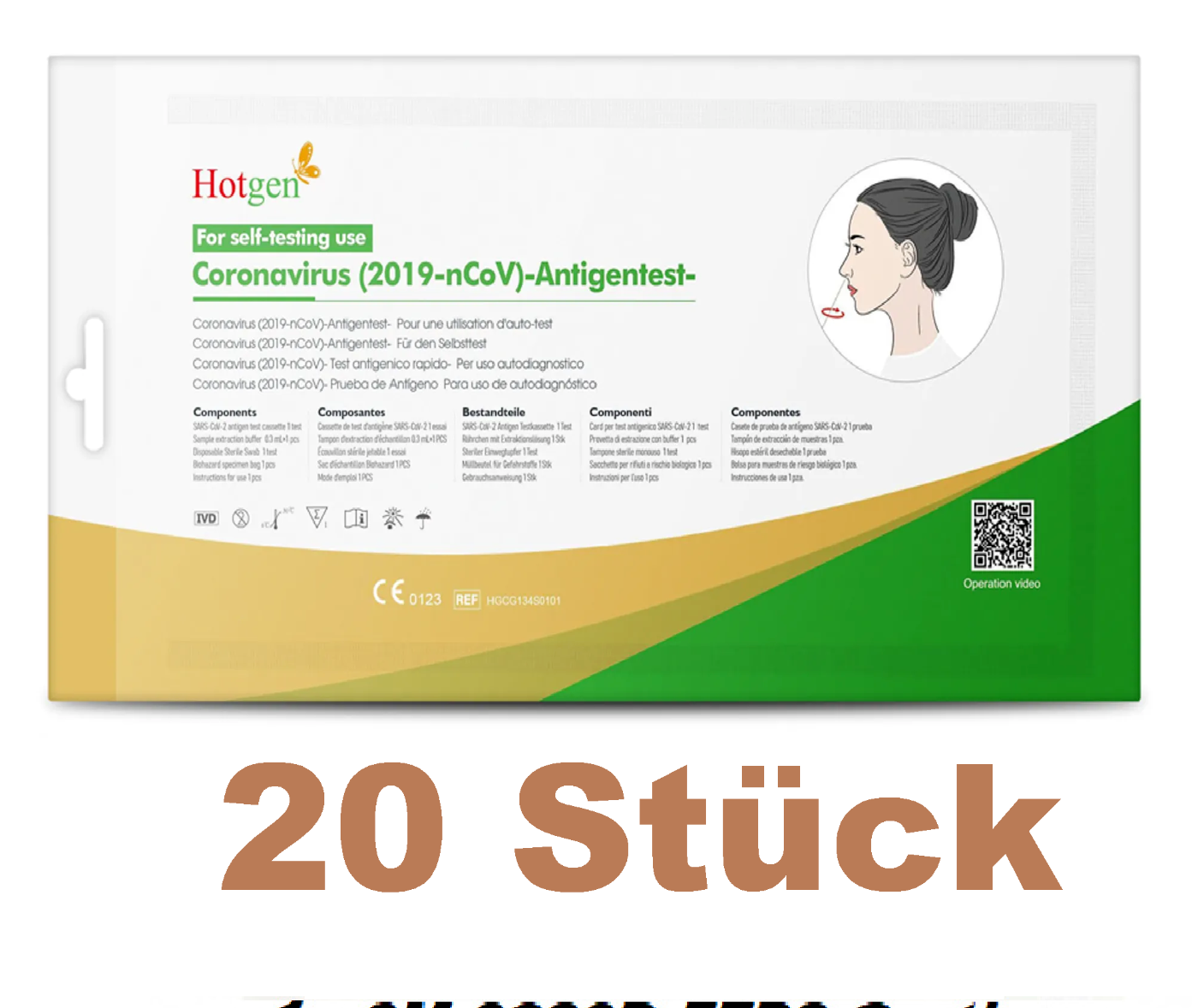 20 x Hotgen Corona Schnelltest Antigen Selbsttest Laientest Covid Test ...