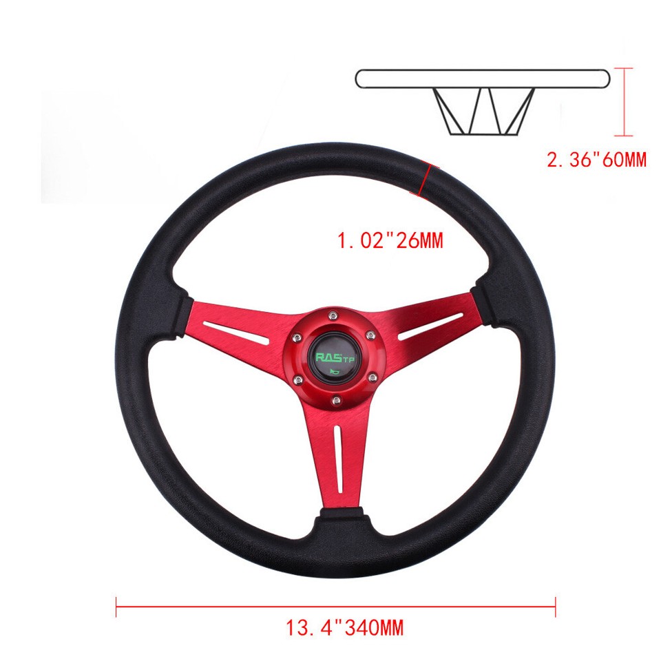 Red 14INCH Universal Aluminum 6 Bolt Racing Steering Wheel Drifting ...
