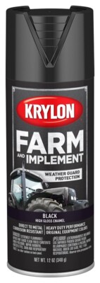 NEW CASE OF (6) KRYLON KO1931007 GLOSS BLACK FARM & EQUIPMENT SPRAY ...