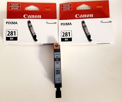 Lot of 3 Canon CLI-281 Black Ink Cartridge Genuine Canon 281 Free ...
