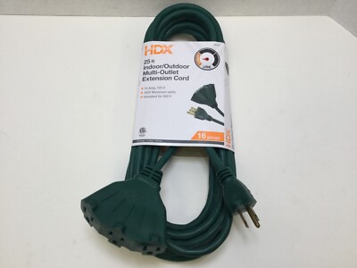 HDX 25FT Indoor/Outdoor Multi-Outlet Extension Cord 13 Amp, 125V, 16 ...