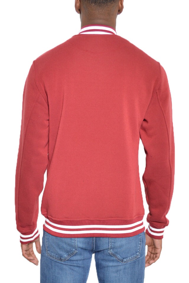 MEN'S VARSITY JACKET PLAIN SNAP FRONT BASEBALL VARSITY FLEECE | eBay