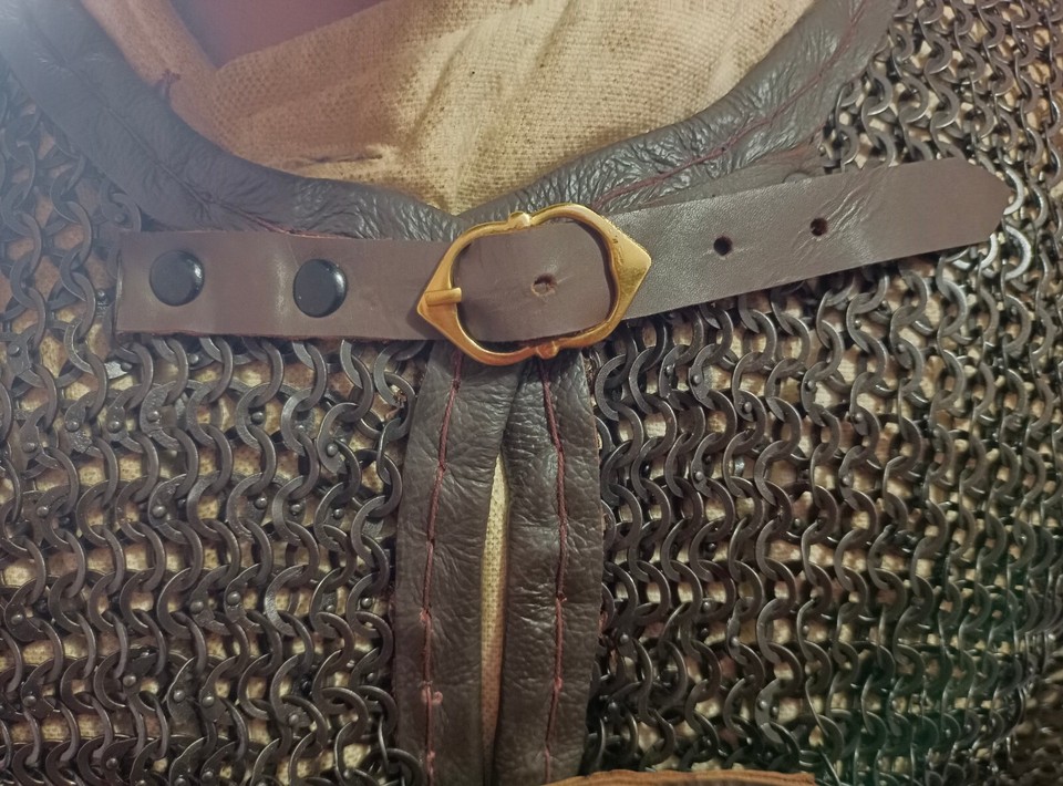 9 mm Steel Flat Ring Riveted Chain mail Shirt Black Full Sleeves ...